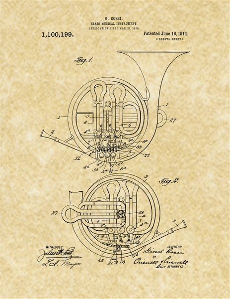 Brass Musical Instrument Patent #1100199