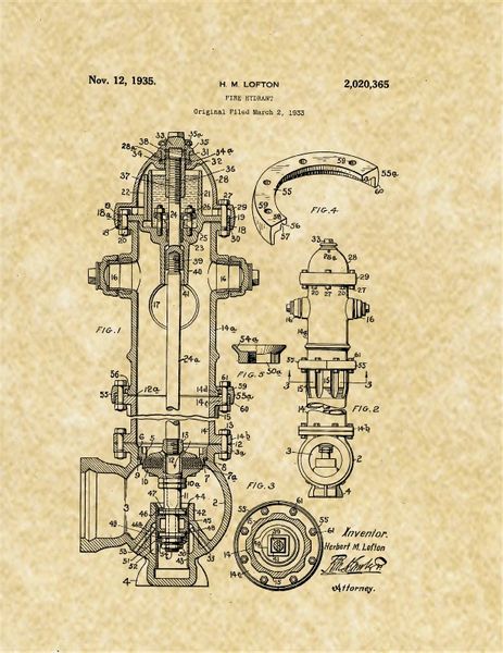 Fire Hydrant 1935 Patent #2020365