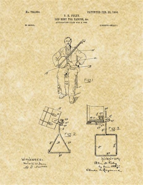 Leg Rest for Banjo Patent #752664 02/23