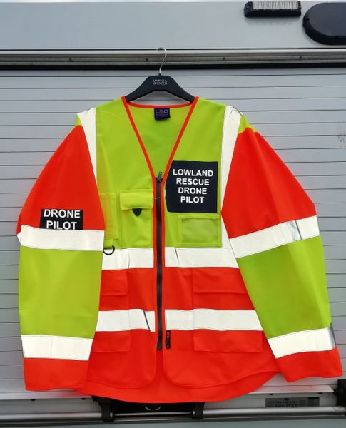 Search And Rescue, high vis drone pilot, operator jacket.