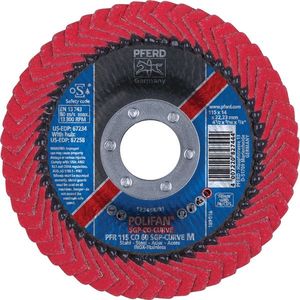 POLIFAN®-CURVE 4.5" x 7/8" Grit 60 Flap Disc - Ceramic