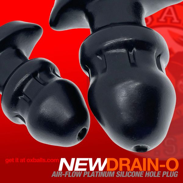 DRAIN-O, flow-thru channel plug OXBALLS LIQUID PLATINUM SILICONE black