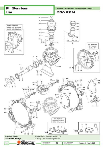 Hose barb outlet 3/4"-Comet P36 pump