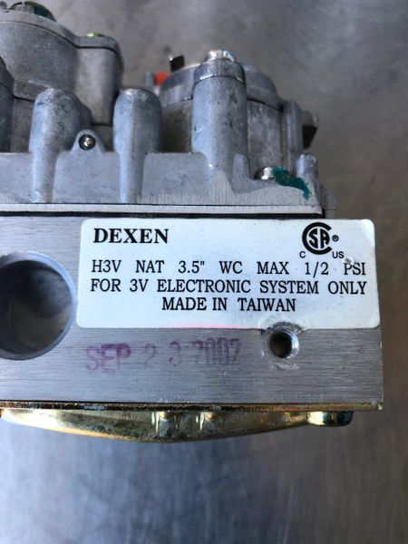 Dexen H3V NAT 3.5” WC Robertshaw Natural Gas Millivolt Valve NEW ... Dexen H3V NAT 3.5” WC Robertshaw Natural Gas Millivolt Valve NEW ...