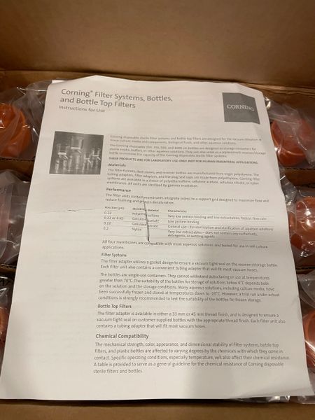 Corning 431096 250 mL Vacuum Filter Storage Bottle System 12PACK NEW IN ...