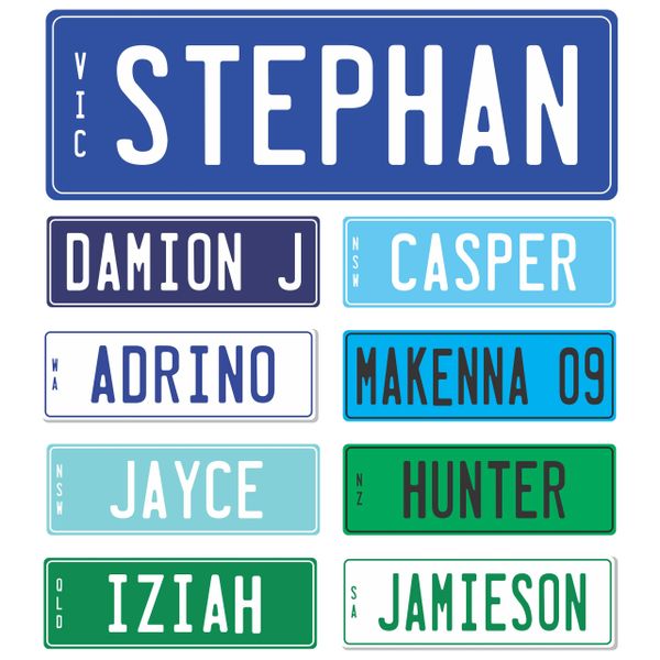 Kids Car Number Plate 14 x 5cm - Blue Green