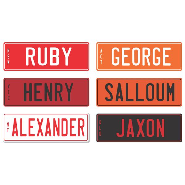Kids Car Number Plate 14 x 5cm - Red Orange