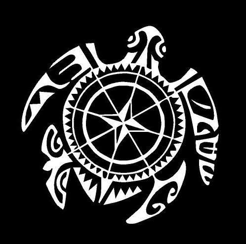 Sea Turtle Compass sticker 5"x5"