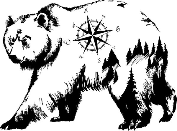 Bear Compass Hood Sticker - 2 sizes available