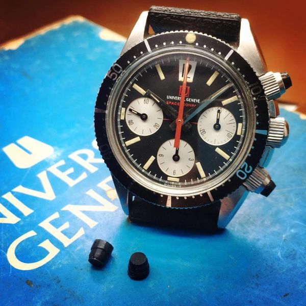 Pair of Pusher / Spacer Ring for Universal Geneve Space Compax Vintage ...