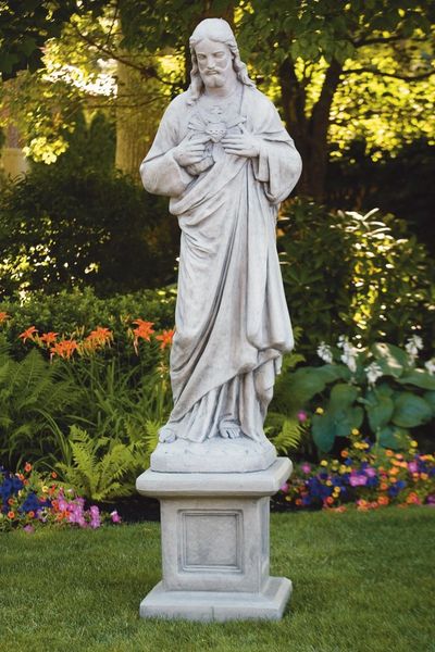 64" Sacred Heart Jesus Outdoor Religious Statue with Large Square Pedestal