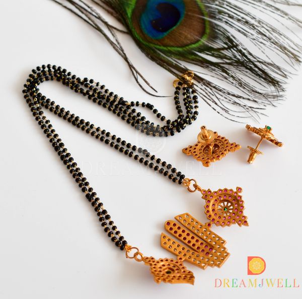 BEAUTIFUL MATT FINISH KEMP-GREEN NAAM-CHAKRA-SHANKU MANGALSUTRA SET ...