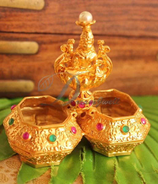 kumkum box | Temple, Matt Finish, Kemp, CZ, AD imitation Jewells ...