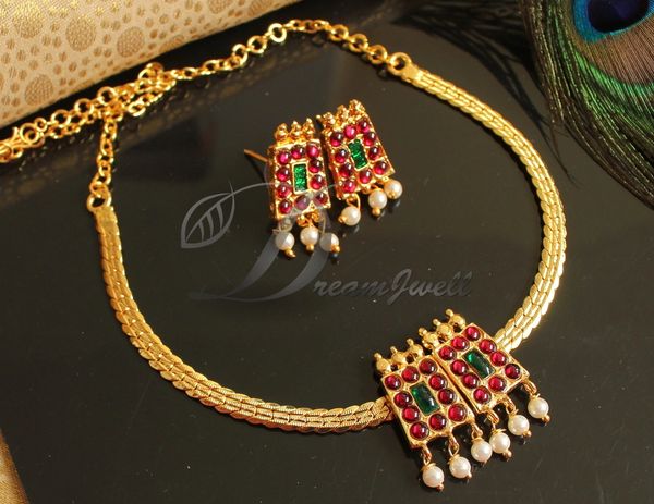 BEAUTIFUL POOTHALI TEMPLE NECKLACE SET DJ14678 | Temple, Matt Finish ...