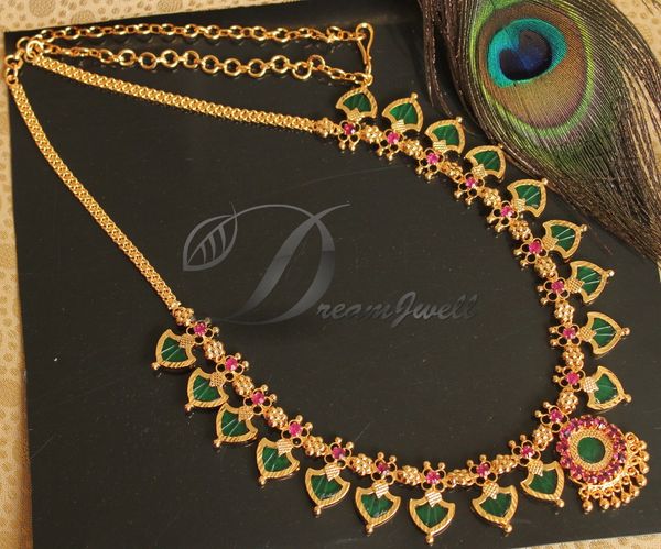 BEAUTIFUL PINK-GREEN PALAKKA DESIGNER NECKLACE DJ18936 | Temple, Matt ...
