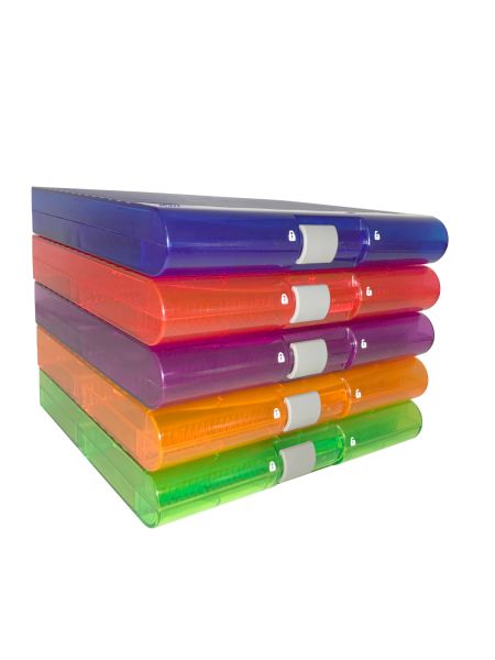 Premium Plus Slide Box, 100 place, translucent assorted, pk5