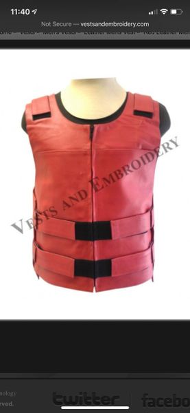 Red Unisex Leather Bulletproof Style Vest