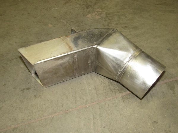 Stainless Steel Rectangle-To-Round Transition w/45 Degree Collar