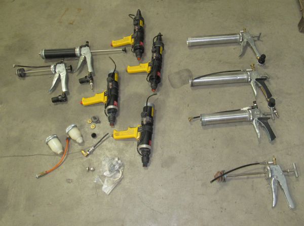 Lot of USED Pneumatic Applicator Guns & Accessories