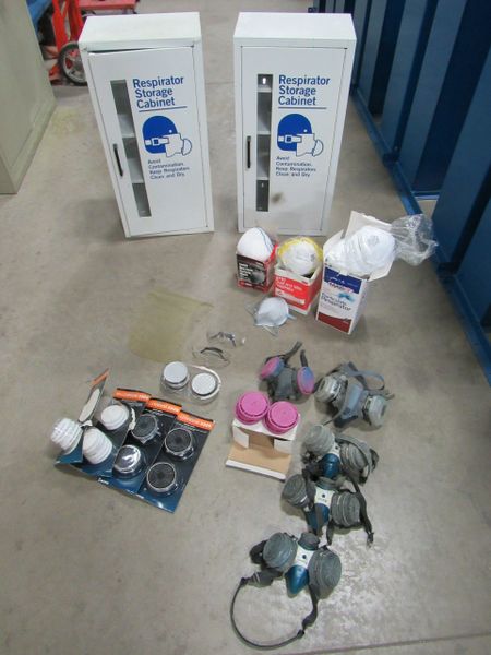 Set of Respirator Storage Cabinets with Lot of Respiratory Protection ...