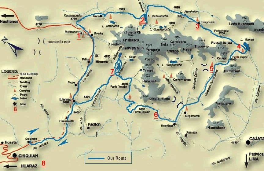 MAPA TREKKING HUAYHUASH