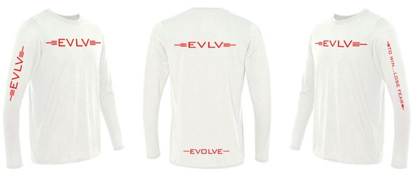 EVLV PERFORMANCE SHIRT (LS WHITE W/RED)