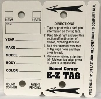 EZ Tags Round Corner Self Laminating Key Tags EZ407 White