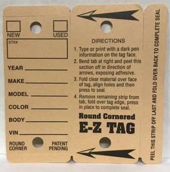 EZ Tags Round Corner Self Laminating Key Tags EZ407 Tan