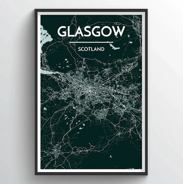 GLASGOW SCOTLAND CITY MAP PRINT