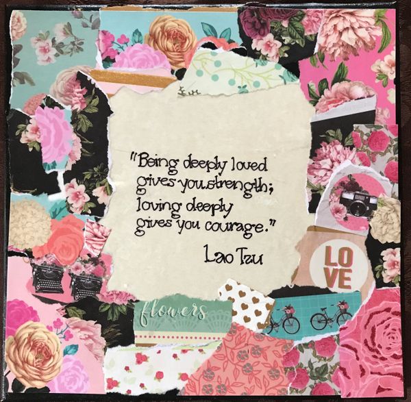 Collage Calligraphy Art 12" x12" canvas