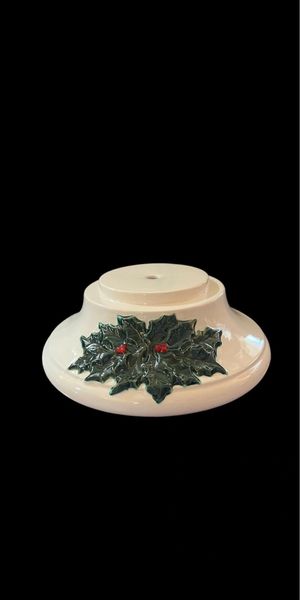 White Ceramic Christmas Tree Replacement Base With Green Holly and Red ...