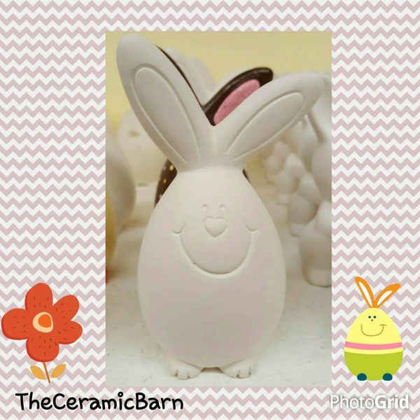 Easter Egg Bunny - Ceramic Bisque Ready to Paint Egg Bunny - Bunny Egg ...
