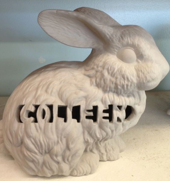 Carved Personalized Bunny, hand carved bunny, Easter bunny, Easter gift ...