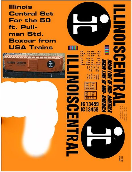 ILLINOIS CENTRAL 50 FT SD STEEL. BOXCAR G-CAL DECAL SET. | DECALS FOR ...