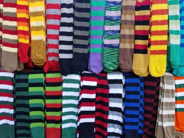 2 Stripe Over The Knee Cotton Striped Socks