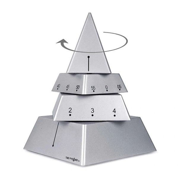 SILVER Time Pyramid Clock, A Moving Sculpture/Timepiece 6"