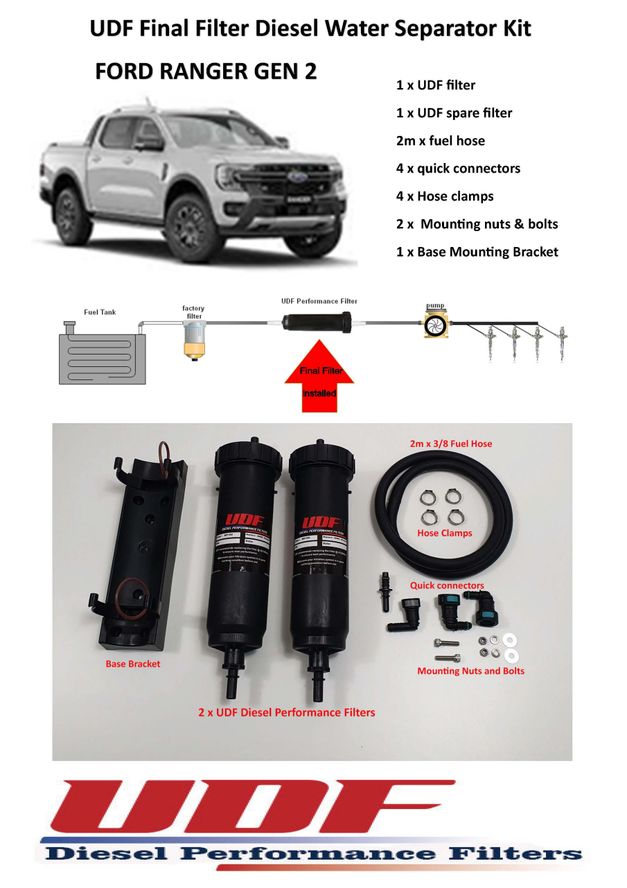 Ford Ranger GEN2 - UDF Final Filter Diesel Water Separator Kit