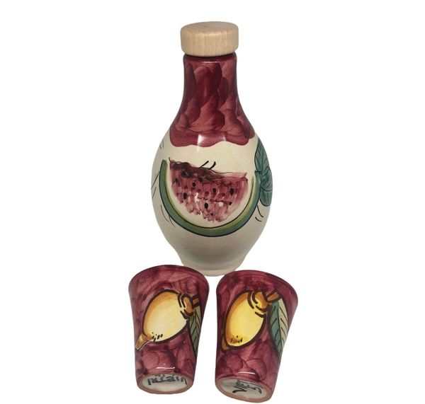 Limoncello Bottle and Glass Set | Ceramic 8.5 oz Decanter| Limoncello ...