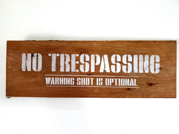 No Trespassing - Rustic Rough Sawed Cedar Stenciled Sign 5 x 16 inch