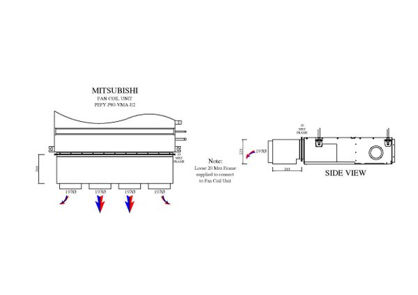 Mitsubishi PEFY-P80-VMA-E2 Standard Supply Air Fan Coil Plenum