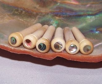 Prem. Dark Mammoth Ivory Bridge Pins with Dot Inlays