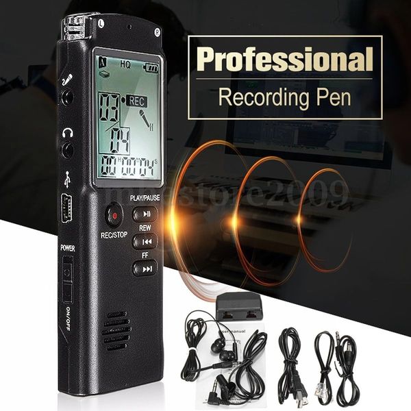 16gb Rechargeable Lcd Digital Audio Sound Voice Recorder Dictaphone Mp3 Player 
