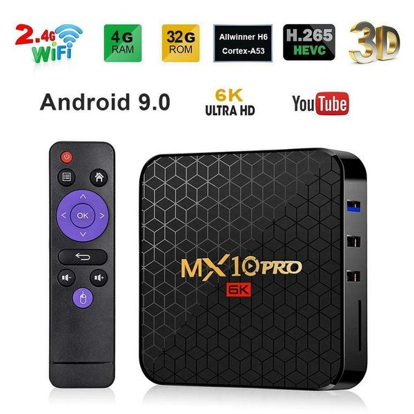 MX10 Pro Android 9.0 TV Box 2.4G WIFI HDMI H.265 USB3.0 3D Set Top Box ...
