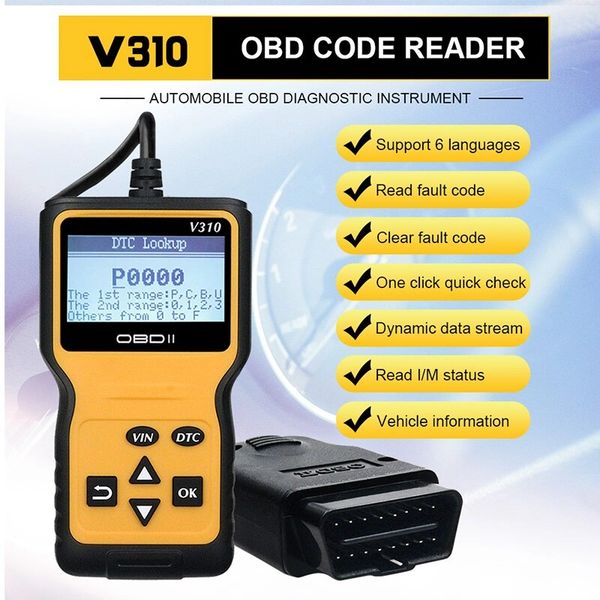 Car Code Reader Auto OBD2 Vehicle Scanner Tester 16pin Male Engine ...