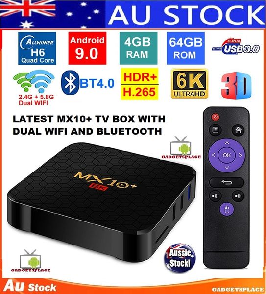 6K TV Box MX10+ Android 9.0 H6 Quad Core 4GB + 64GB Support 6K*4K H.265 ...