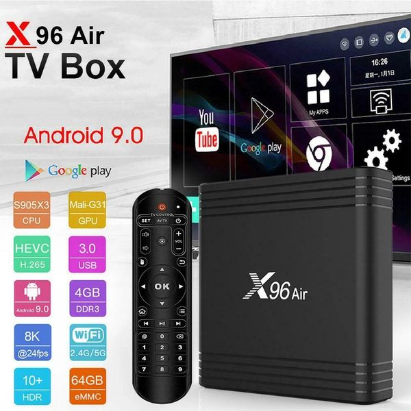 X96 Air Android 9.0 64GB 4GB S905X3 Quad Core BT 2.4G/5G WiFi 8K Kodi ...