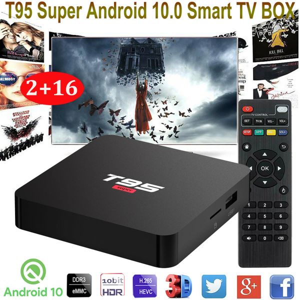 T95 SUPER TV Box Android 10.0 Allwinner H3 Quad Core 2GB +16GB WiFi 3D ...