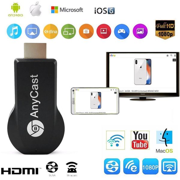 AnyCast M2 Plus Airplay 1080P Wireless WiFi Display TV Dongle (Mirrors ...