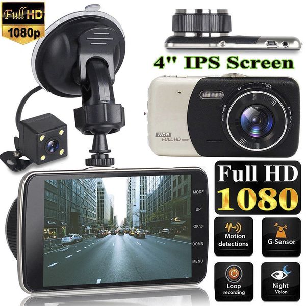 Dual Lens HD 1080P 4'' Car DVR Dash Cam Reversing Camera Rearview Video ...