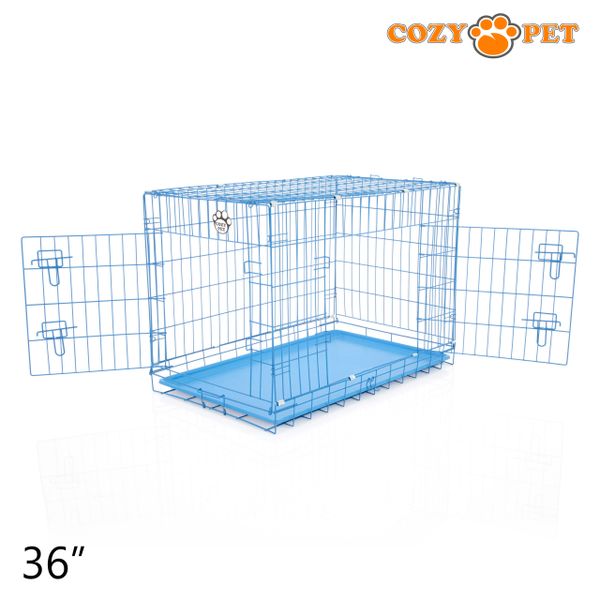 Dog Cage in Blue Puppy Crate Cozy Pet Travel Cages ABS tray | Cozy Pet Ltd